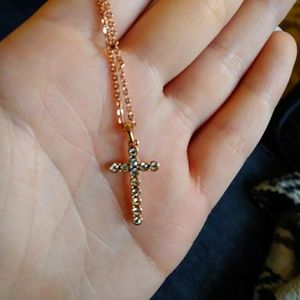 Swarovski | Jewelry | Petite Rose Gold Cross | Poshmark